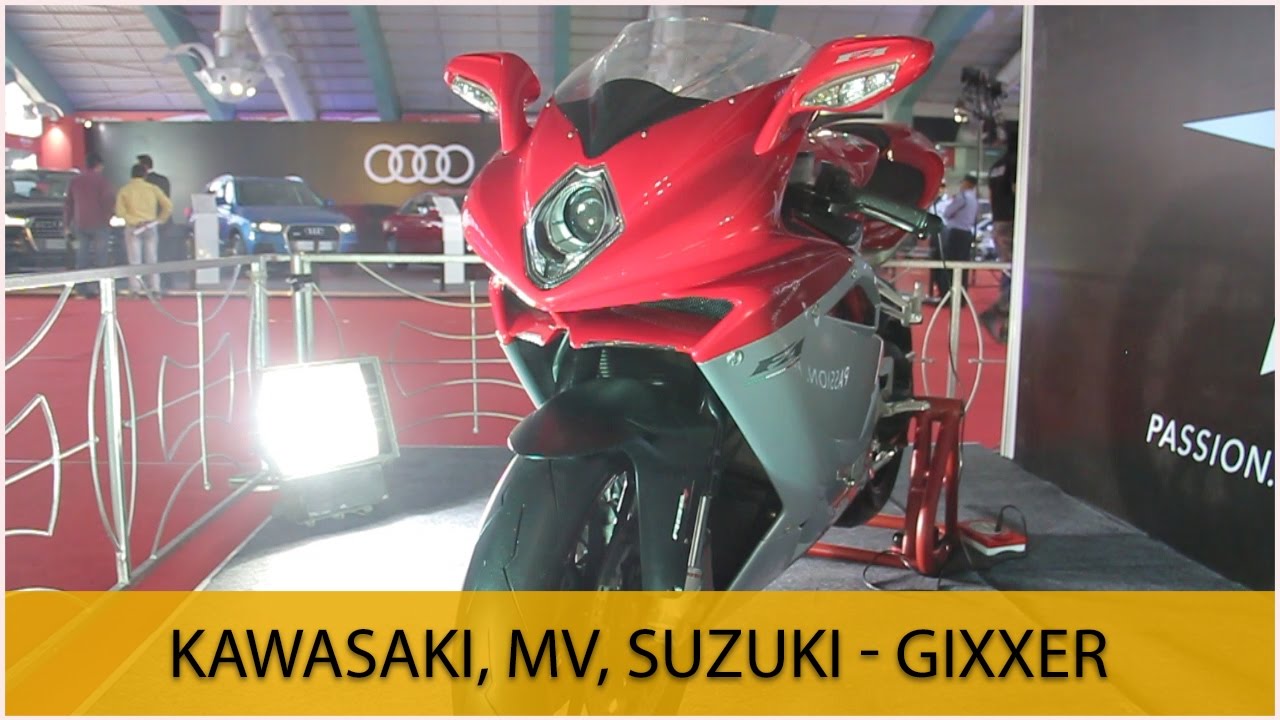 Watch Motorcycles Kawasaki, MV Agusta, Suzuki Gixxer on Display